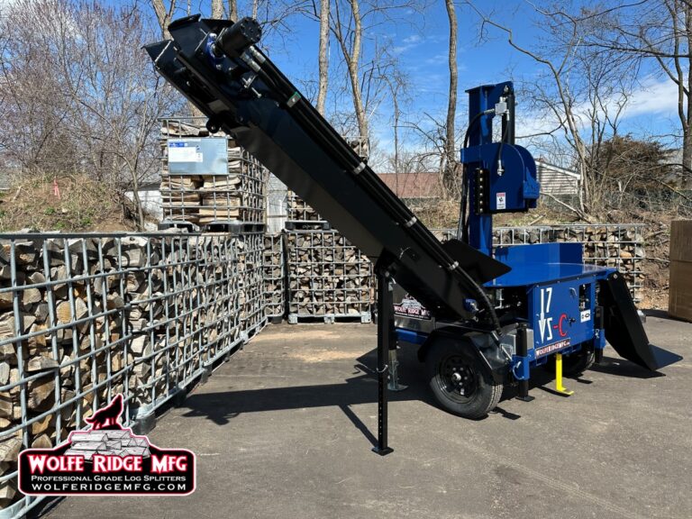 17VS-C - Vertical Log Splitter with Conveyor - Wolfe Ridge